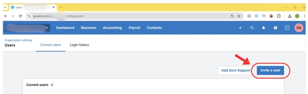 Invite a user to Xero for Bookkeeping