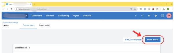 Invite a user to Xero for Bookkeeping